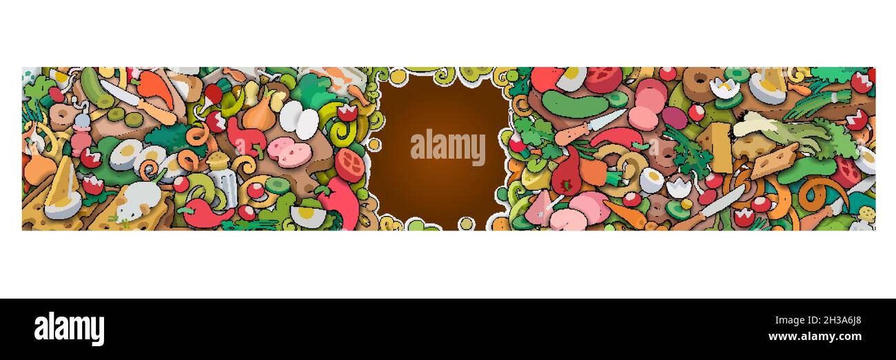 Food and Dishes banner design. Vector cooking illustration Stock Vector ...