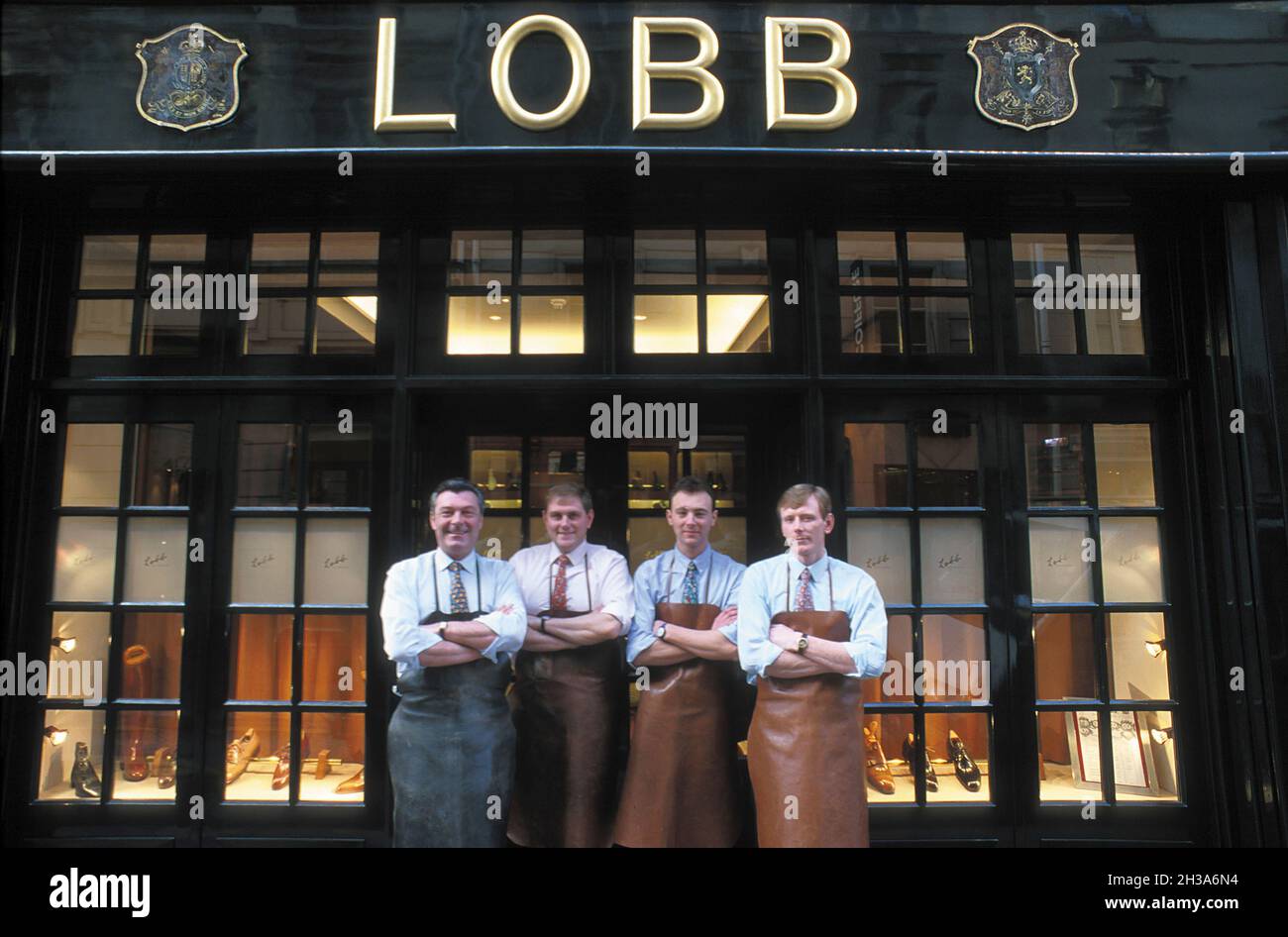 FRANCE. PARIS (75) 8TH ARR. OLD SHOP WINDOW OF THE JOHN LOBB BOUTIQUE ...