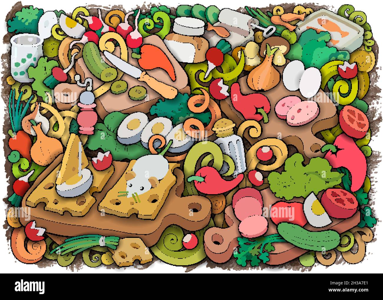 Food and Dishes colorful cooking illustration Stock Vector Image & Art ...