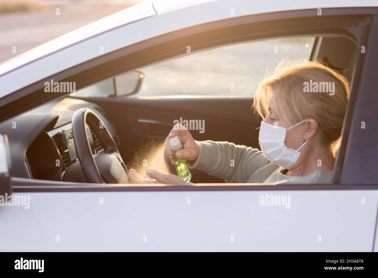 Woman driving car mask hi-res stock photography and images - Alamy