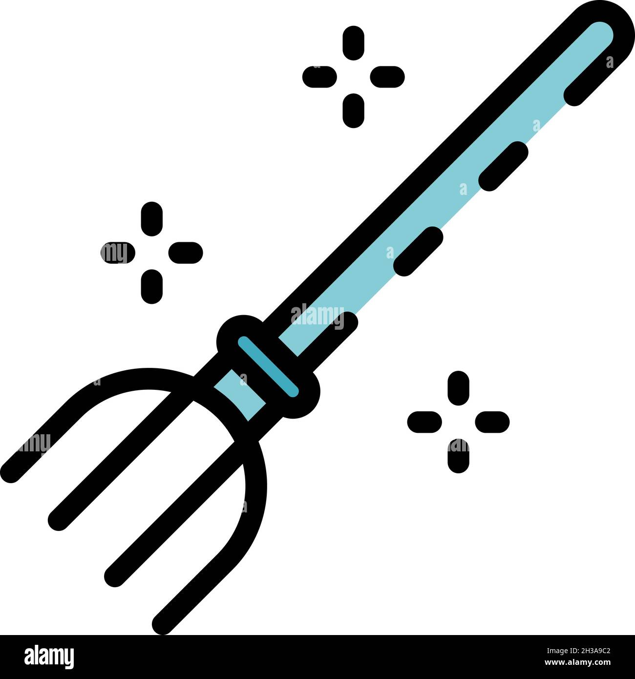 Garden fork icon. Outline garden fork vector icon thin line color flat ...