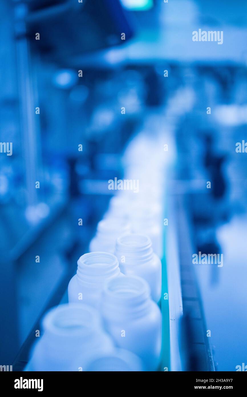 Production line pharmaceutical industry. Manufacturing of drugs and ...