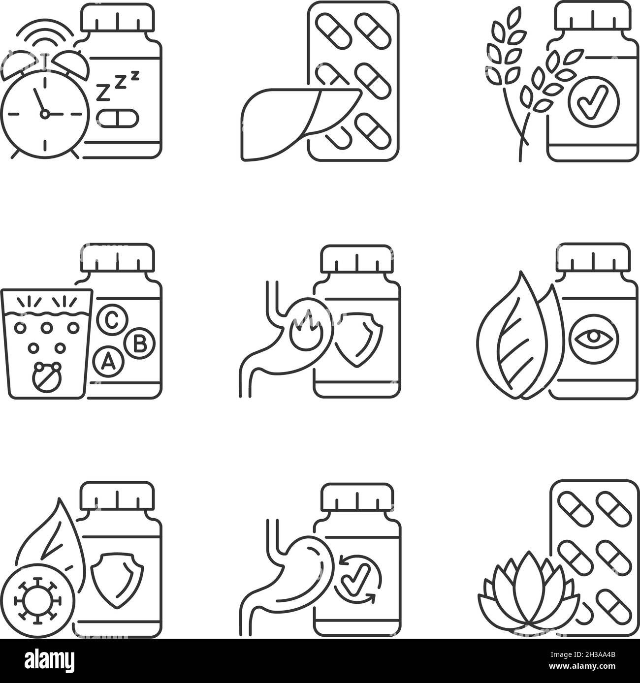 Food supplements linear icons set Stock Vector Image & Art - Alamy