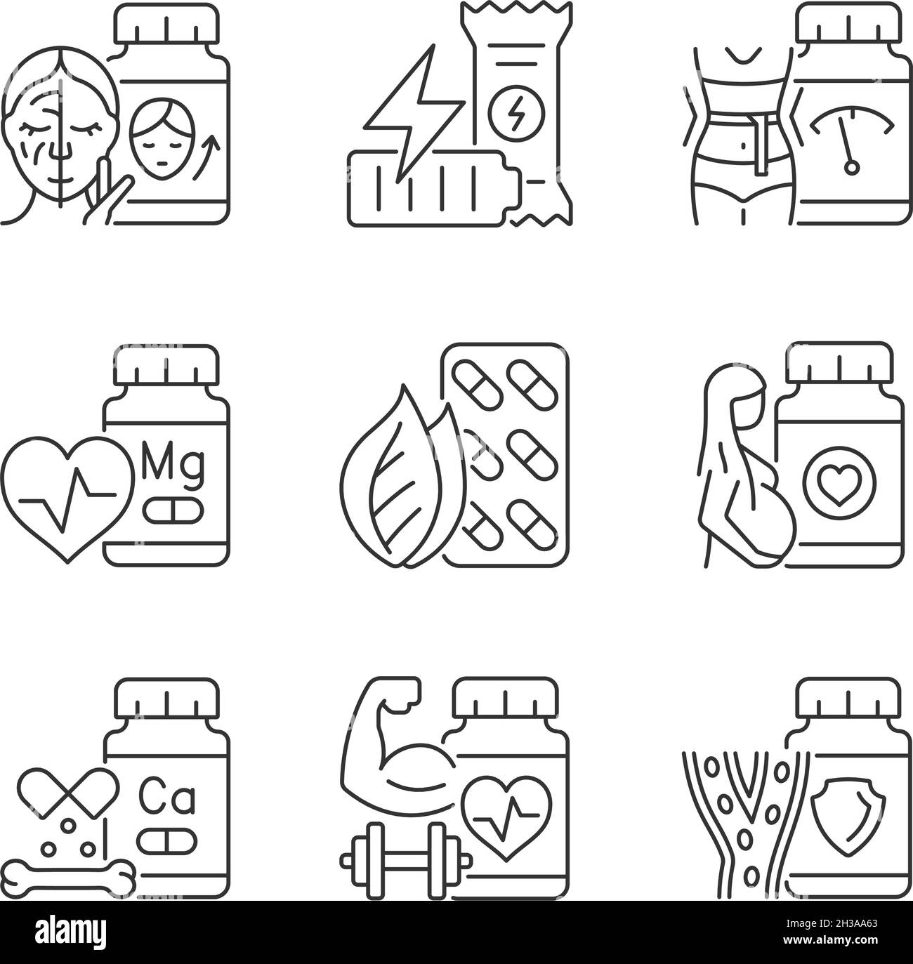 Food supplements linear icons set Stock Vector Image & Art - Alamy