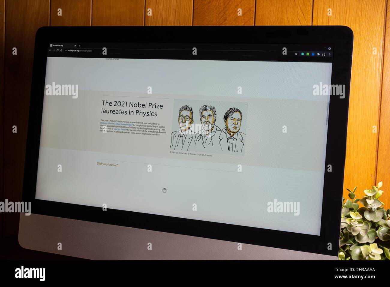 The nobel prize in physics 2021 hi-res stock photography and images - Alamy