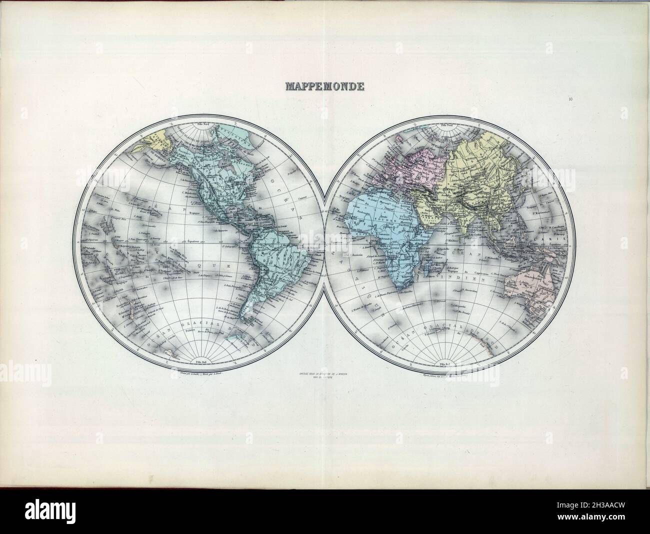 Historic vintage 18-19th century world map Stock Photo - Alamy