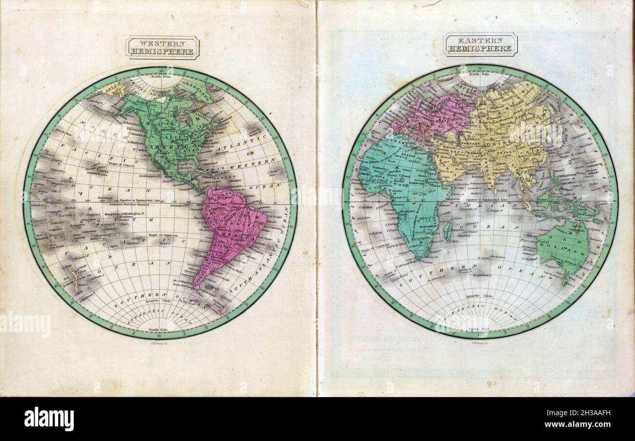 Historic illustrated vintage 18-19th century world and Europe map Stock ...