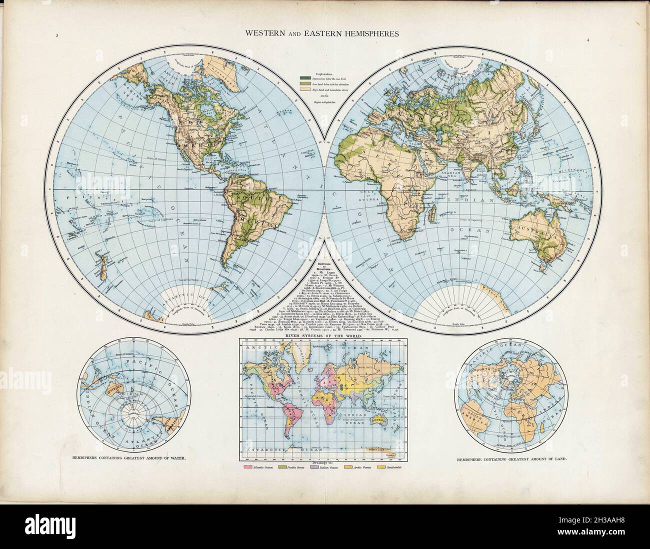 Historic illustrated vintage 18-19th century world map Stock Photo - Alamy