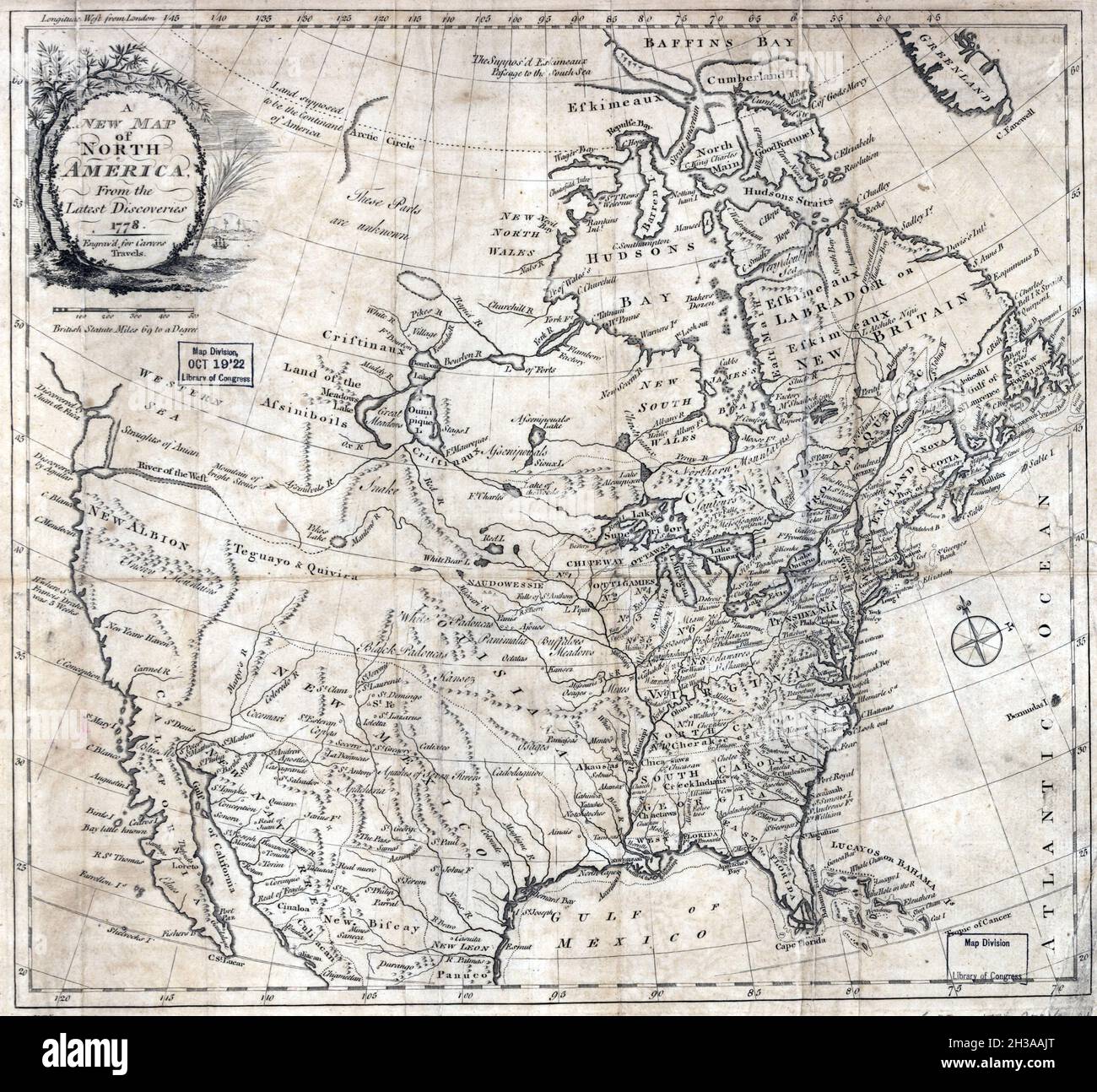 Historic vintage 18-19th century north america map Stock Photo - Alamy