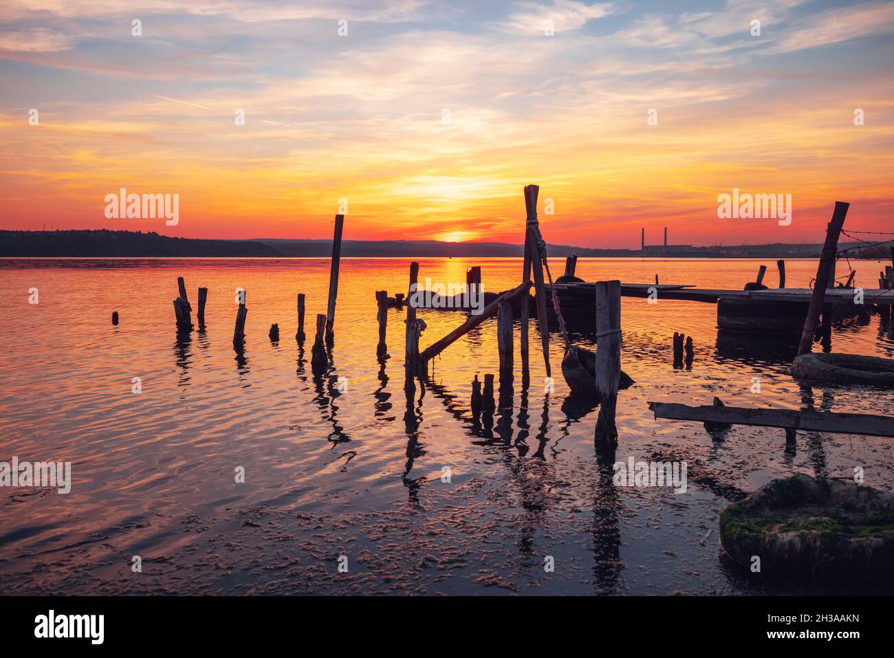 Small dock and fishing boat at fishing village Stock Photo - Alamy