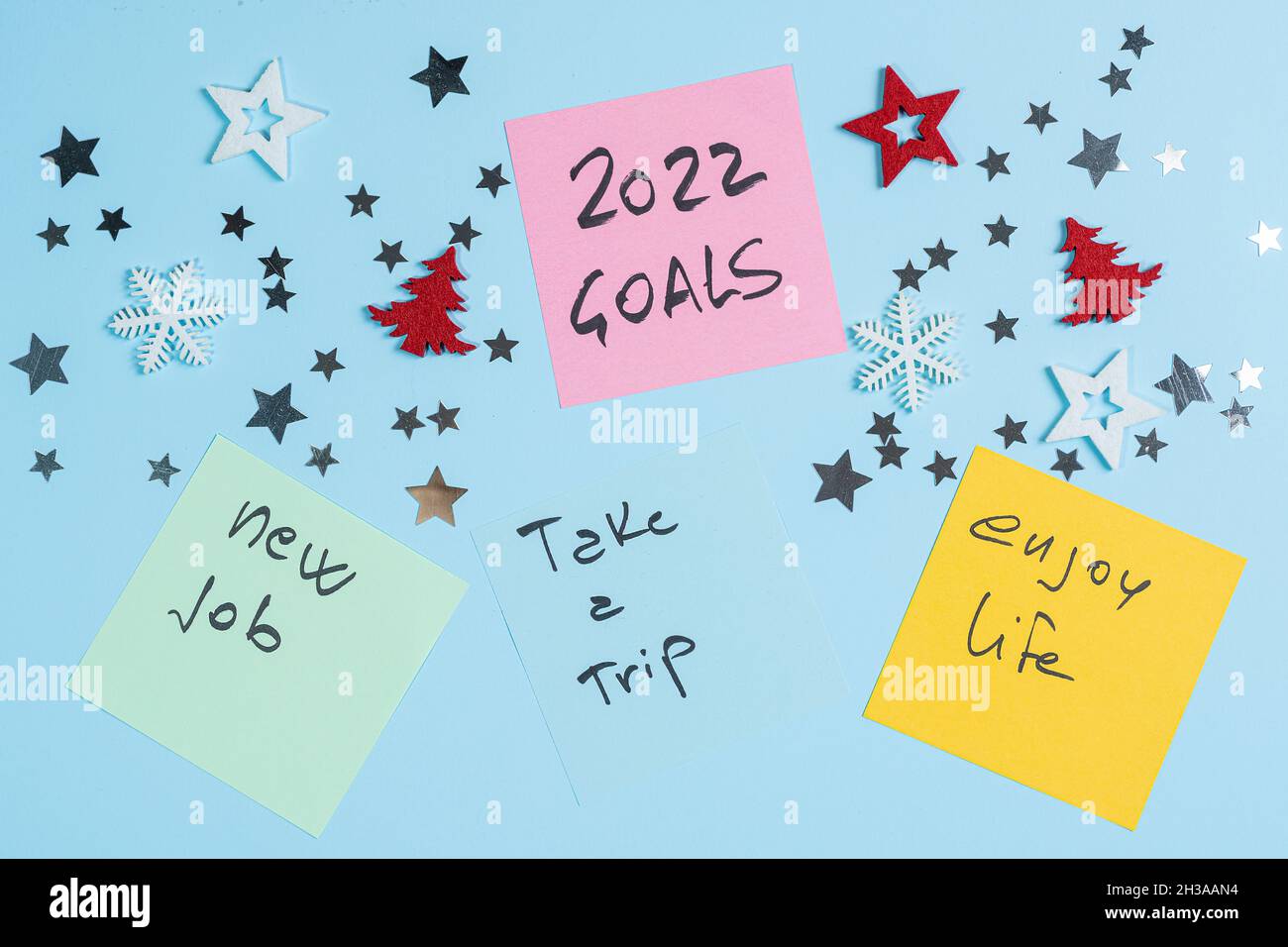 the goals for the year 2022 written on some colored tickets Stock Photo ...