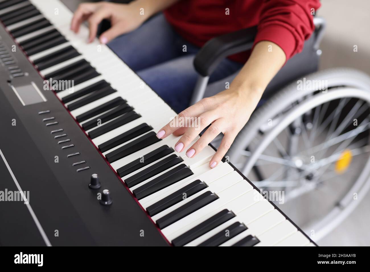 Persons hand press on keyboard Stock Photo - Alamy