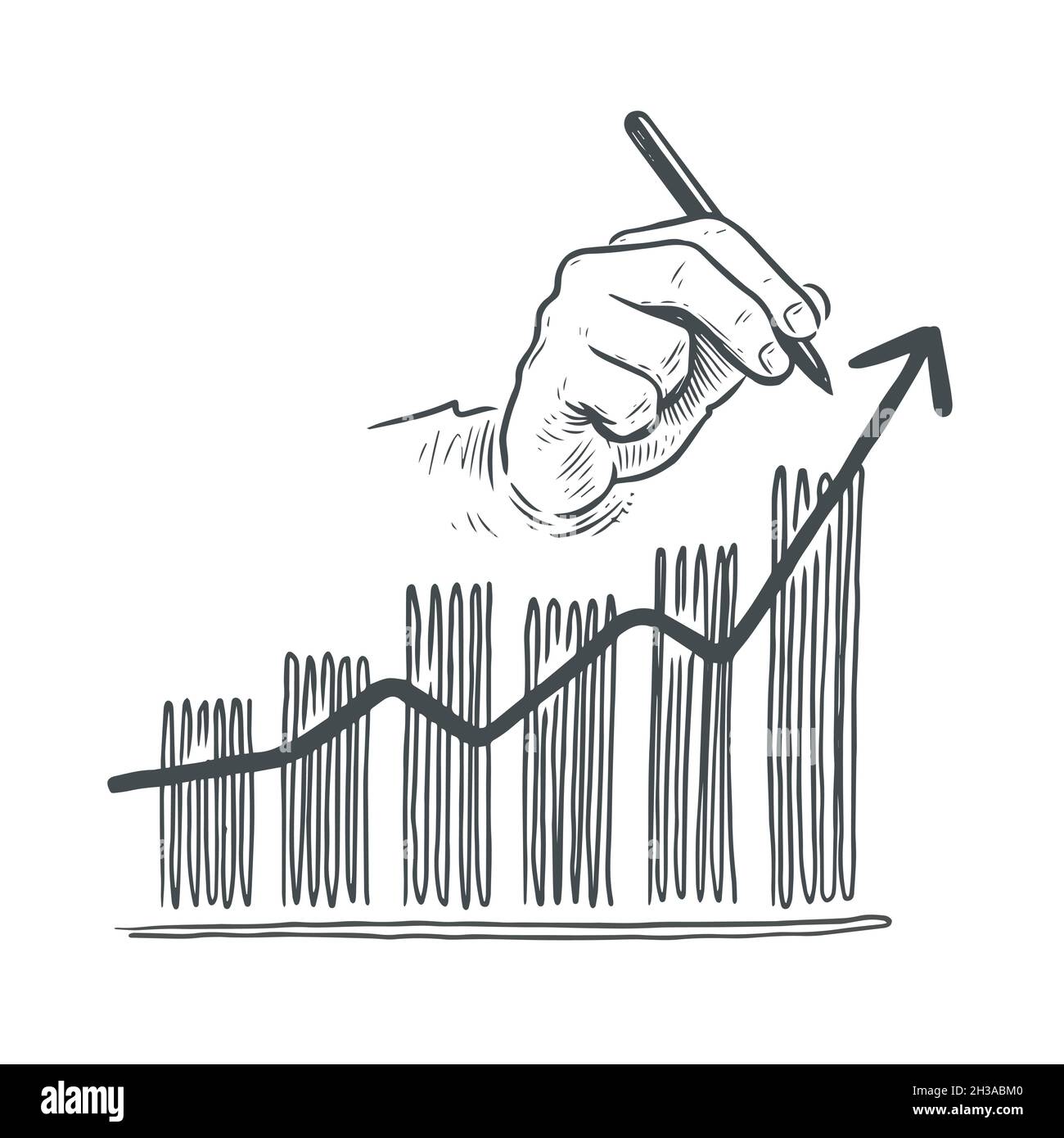 Pen drawing profit bar chart Stock Vector Images - Alamy