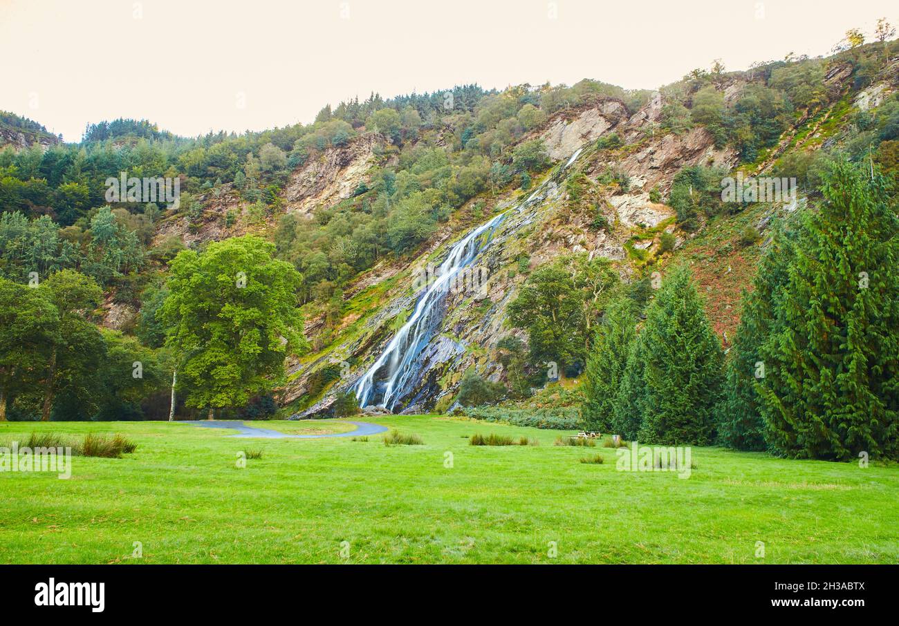 Majestic water cascade of Powerscourt Waterfall, the highest waterfall ...
