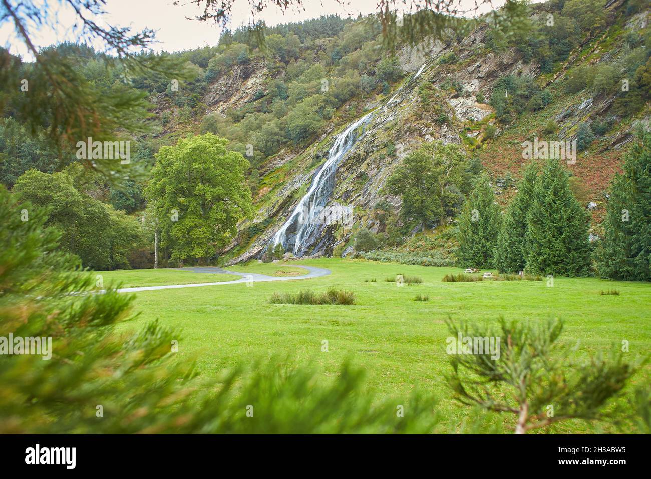 Majestic water cascade of Powerscourt Waterfall, the highest waterfall ...