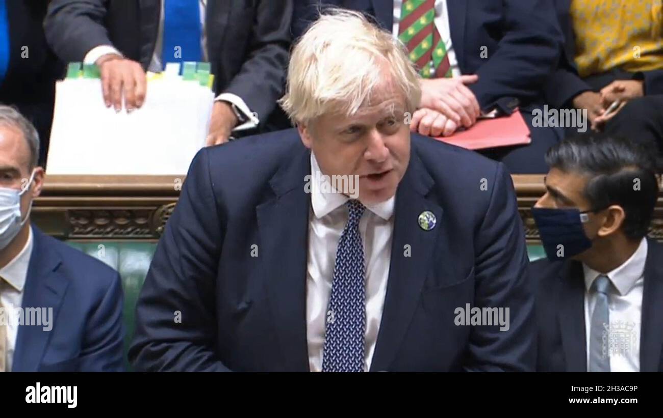 Prime Minister Boris Johnson speaks during Prime Minister's Questions ...