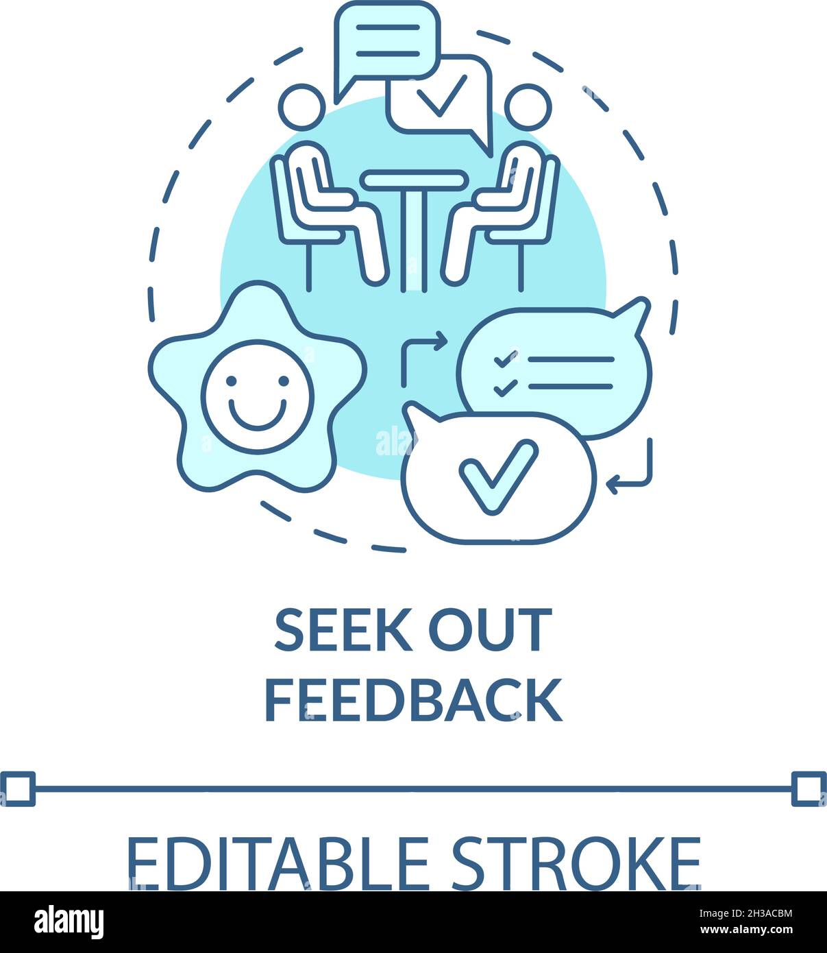 Seek out feedback blue concept icon Stock Vector Image & Art - Alamy