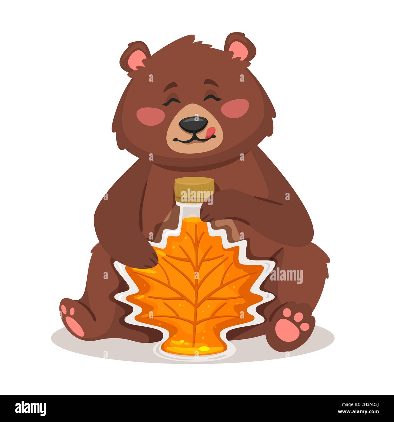 cute bear holding a bottle of maple syrup Stock Vector Image & Art - Alamy