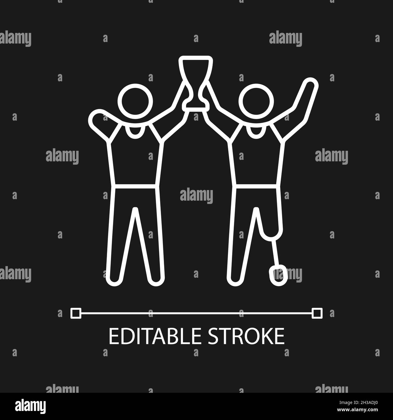 Sportsman with physical impairment white linear icon for dark theme ...