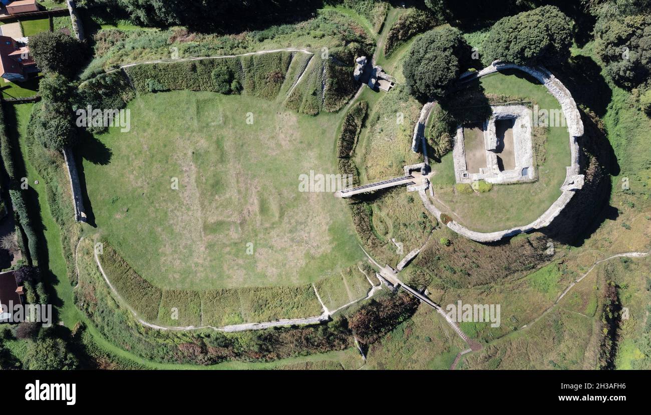 aerial landscape image of a ruined medieval building in the village of ...