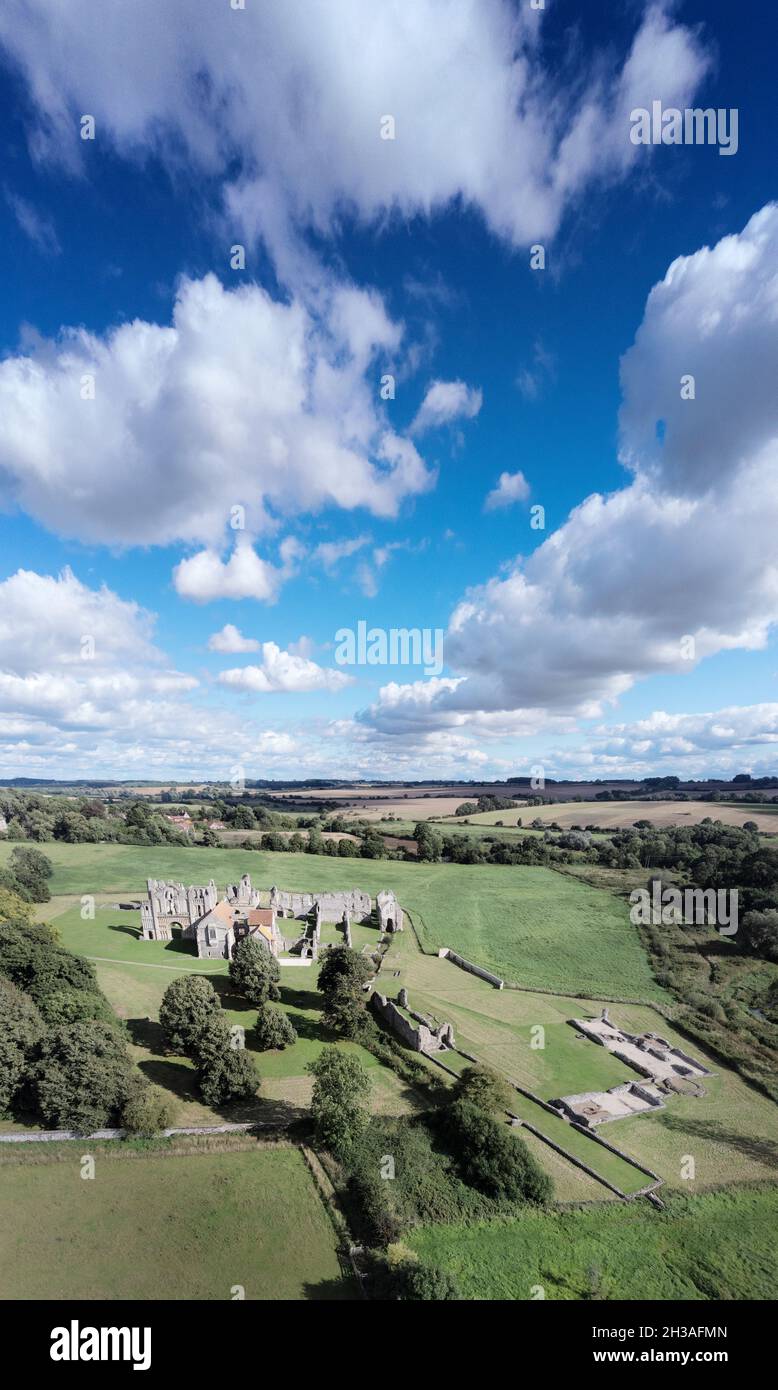 landscape image of the ruins of Castle Acre Priory a medieval building ...