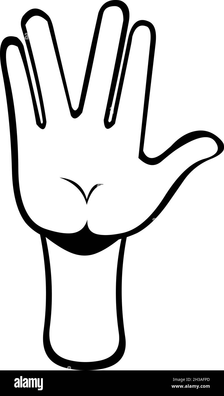 Vector illustration of a hand doing the vulcan salute, drawn in black ...