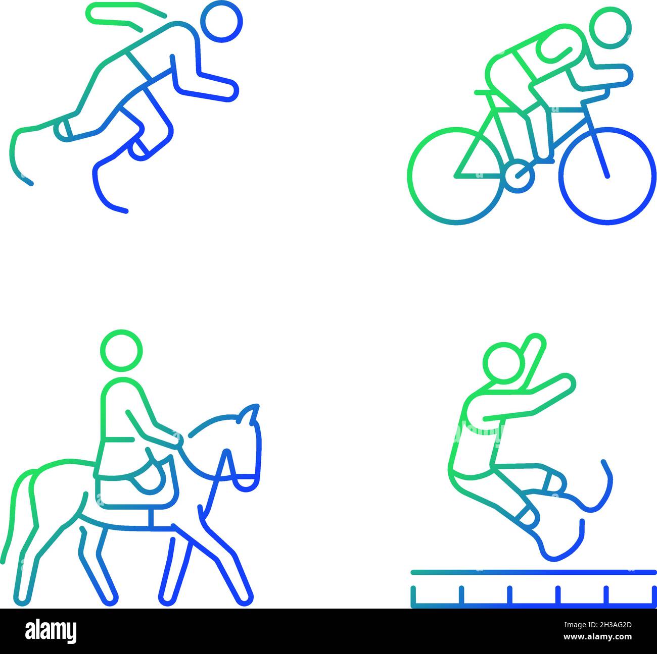Adaptive sports gradient linear vector icons set Stock Vector Image ...
