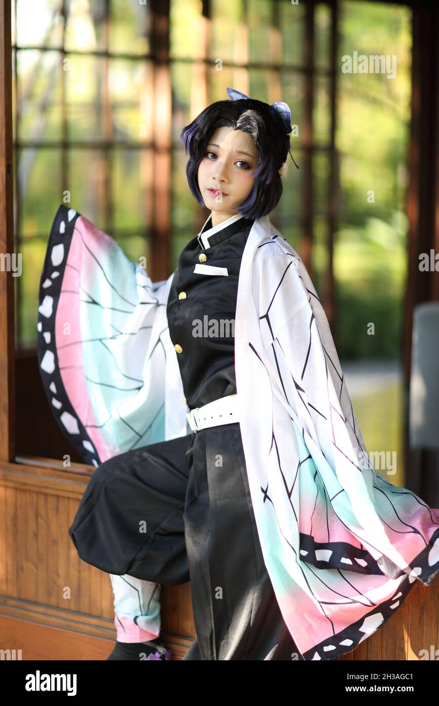 Japan anime cosplay portrait of girl with comic costume with japanese ...