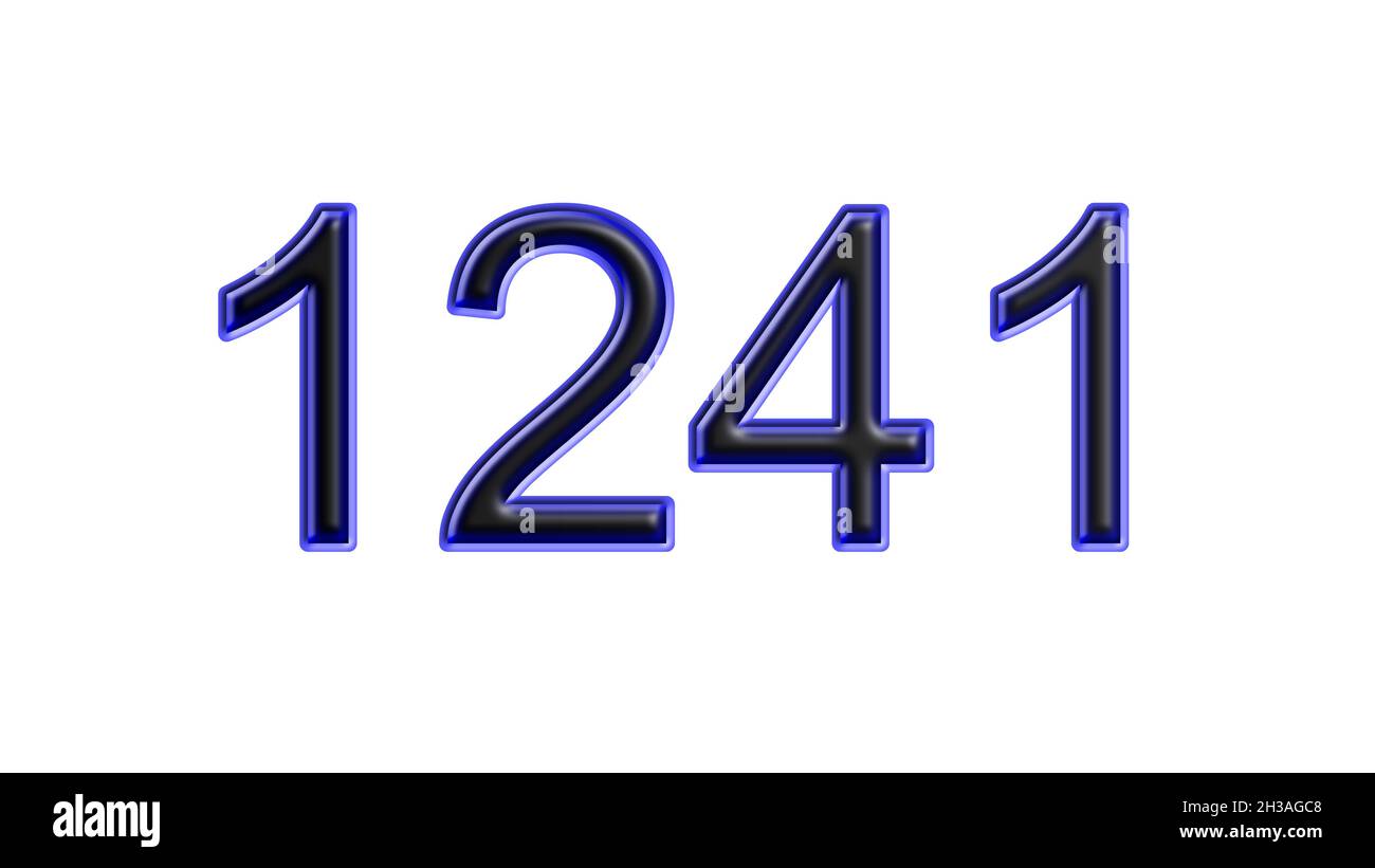 blue 1241 number 3d effect white background Stock Photo - Alamy