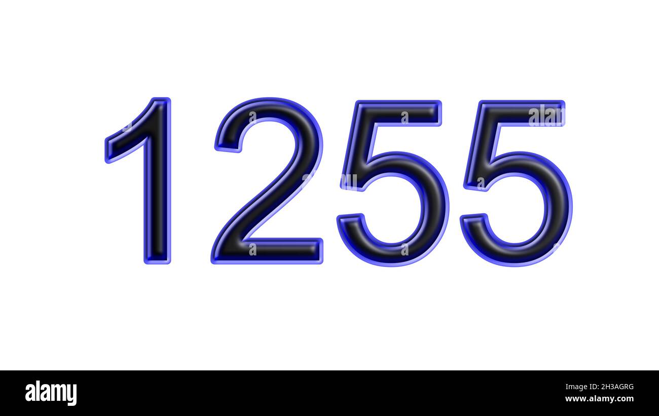 blue 1255 number 3d effect white background Stock Photo - Alamy