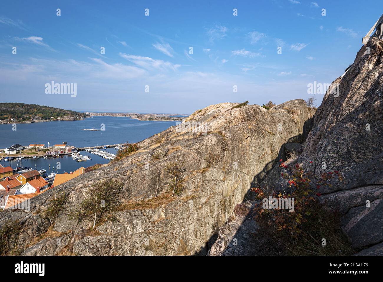 Kungsklyftan gorge of Fjallbacka under the blue sky in Sweden Stock ...