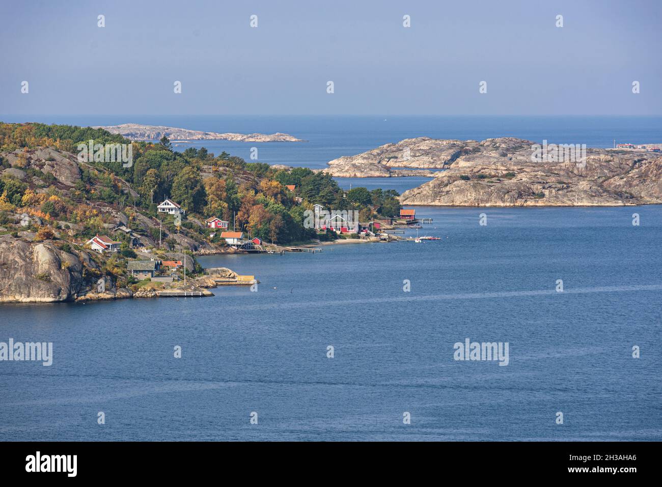 Islands with small greenery over the Northern Sea on a sunny day in ...