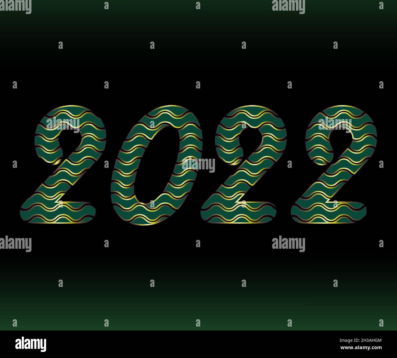 2022 effect text illustration, dark green wave effect Stock Vector ...