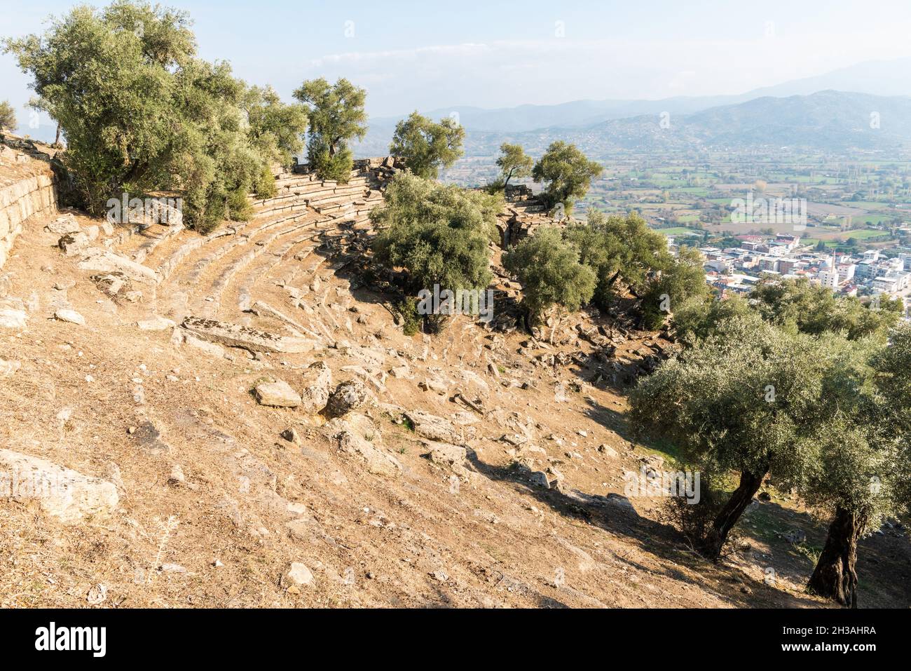 Ruined theatre at Alinda ancient site in Aydin province of Turkey Stock ...