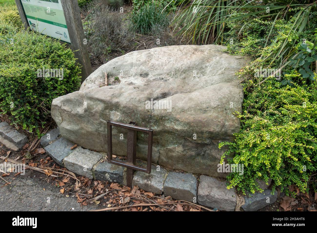 A large glacial erratic sarsen stone on display in Elthorne Park ...