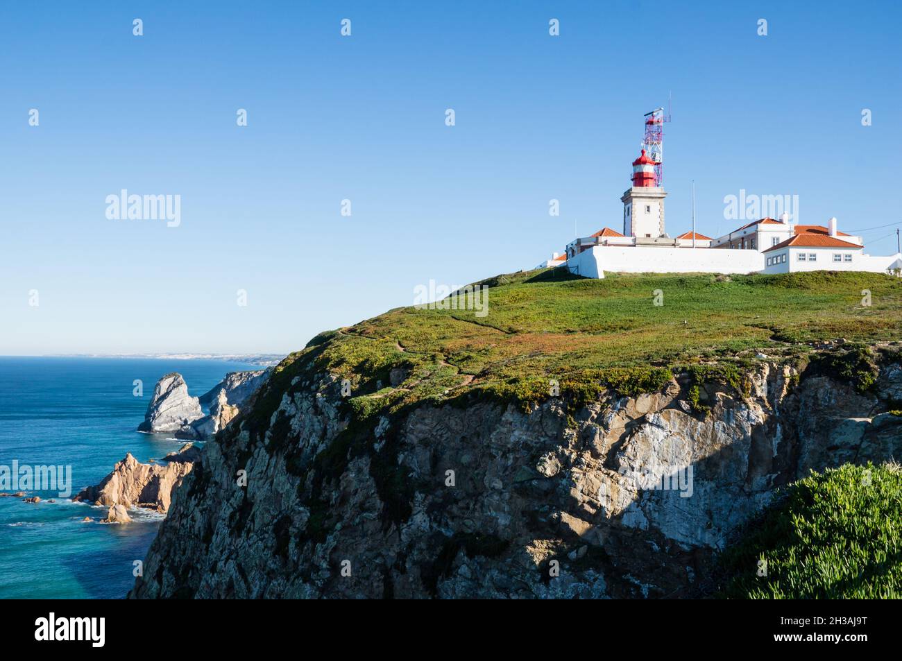 Cabo da Roca cape and lighthouse in Portugal, most western point of ...