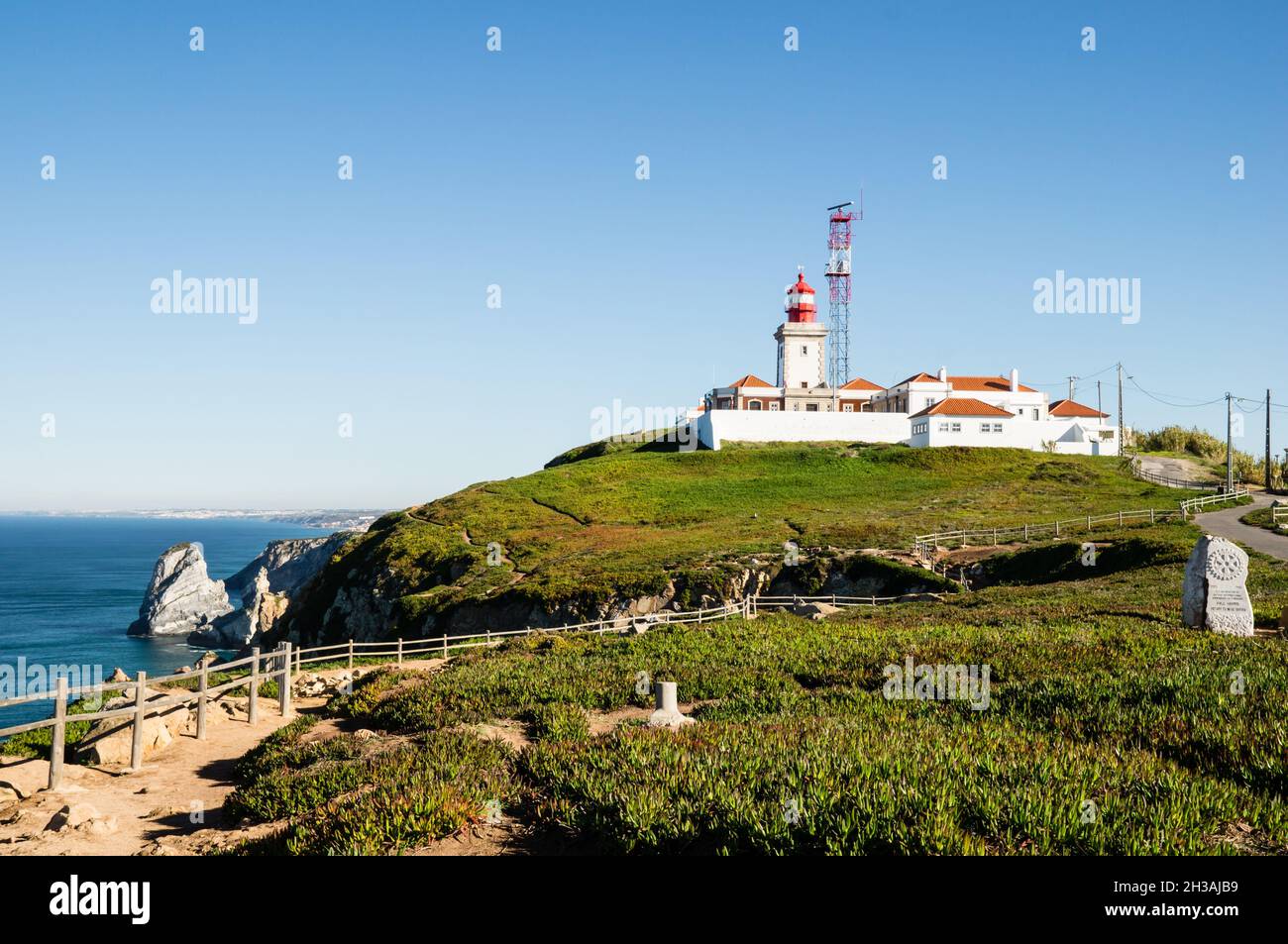 Cabo da Roca cape and lighthouse in Portugal, most western point of ...