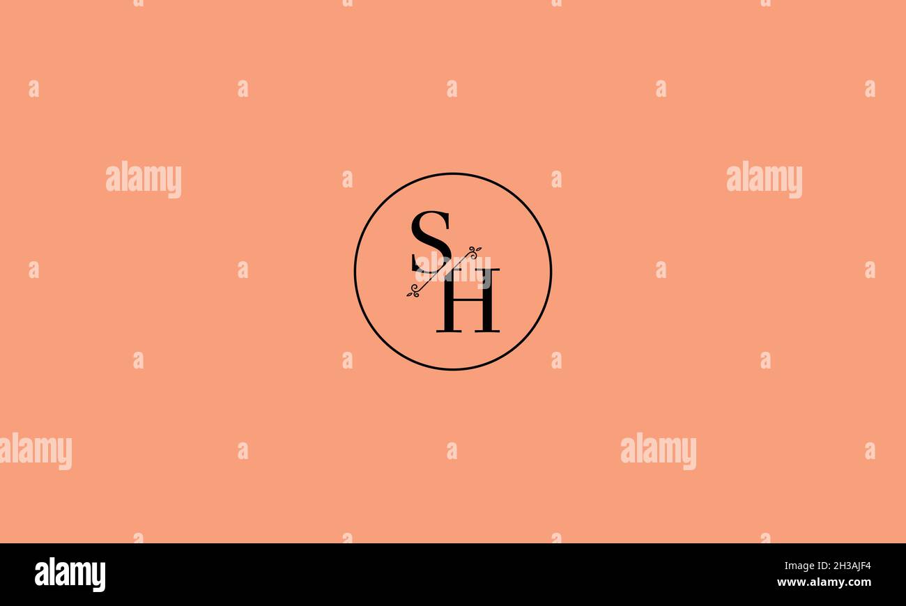 LETTERS SH LOGO DESIGN WITH NEGATIVE SPACE EFFECT FOR ILLUSTRATION USE ...