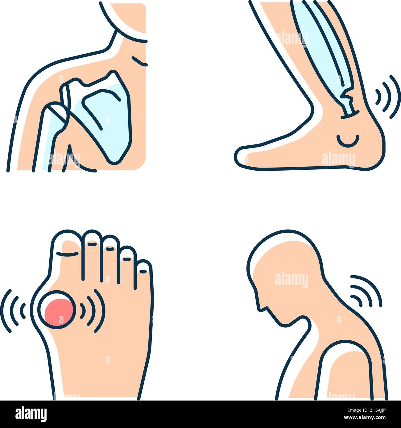 Musculoskeletal pain RGB color icons set Stock Vector Image & Art - Alamy