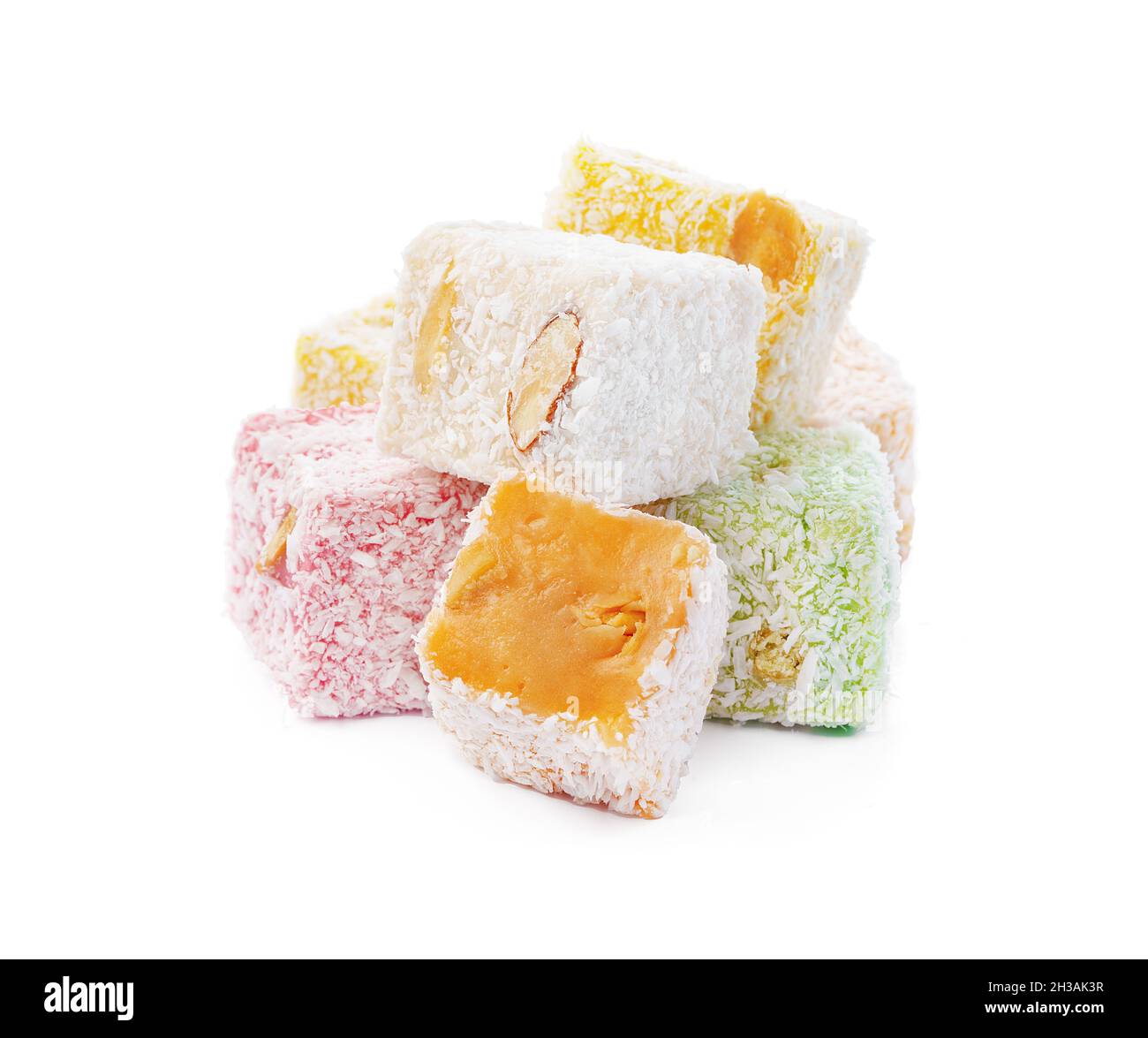 Traditional Turkish delight isolated on white background Stock Photo ...