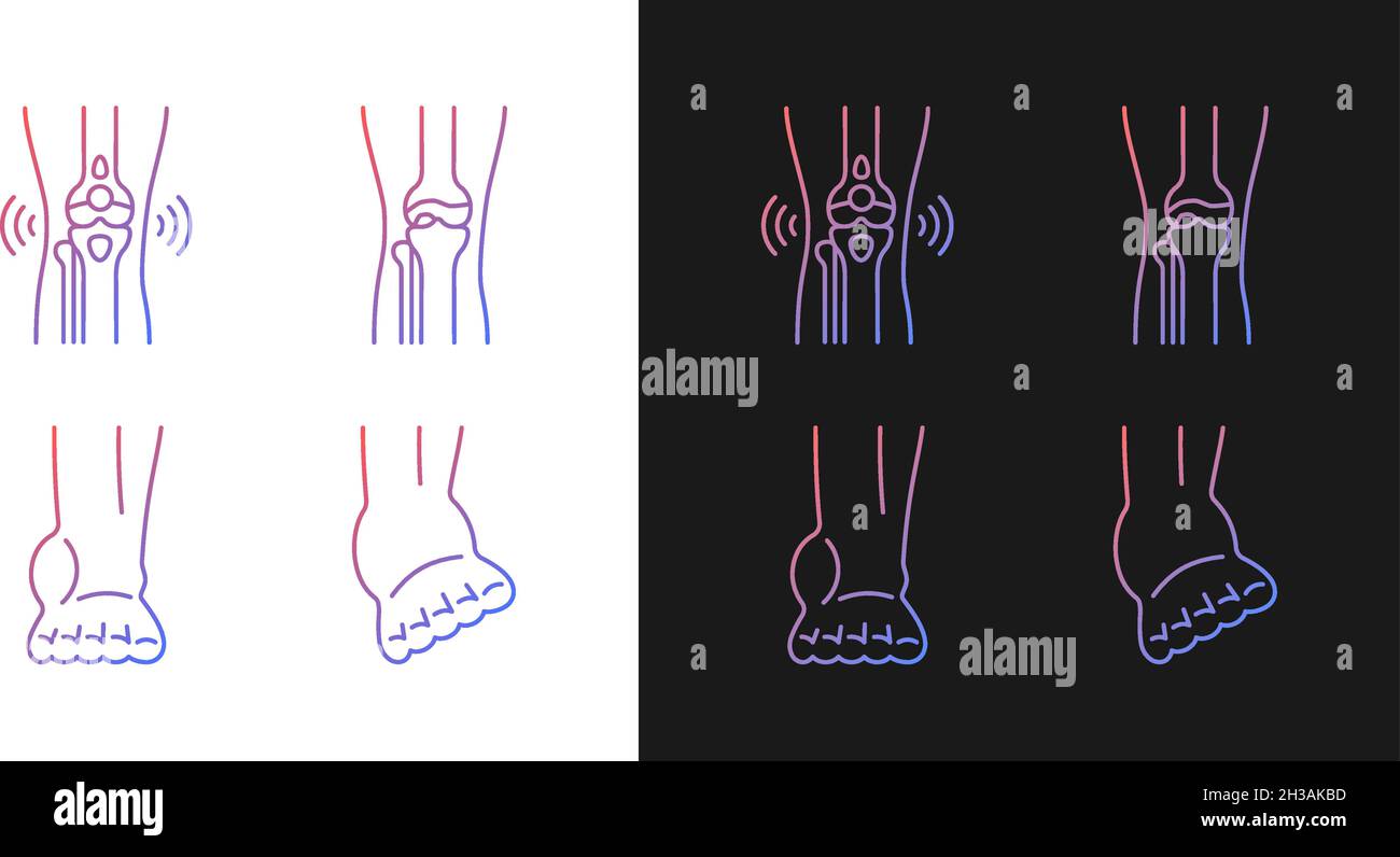Arthritis leg pain gradient icons set for dark and light mode Stock ...