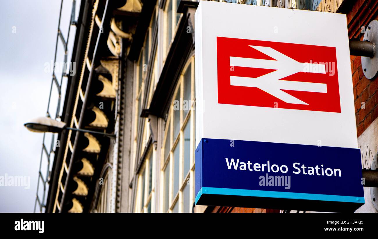 Waterloo Overground London Train Terminus In Central London Close Up On ...