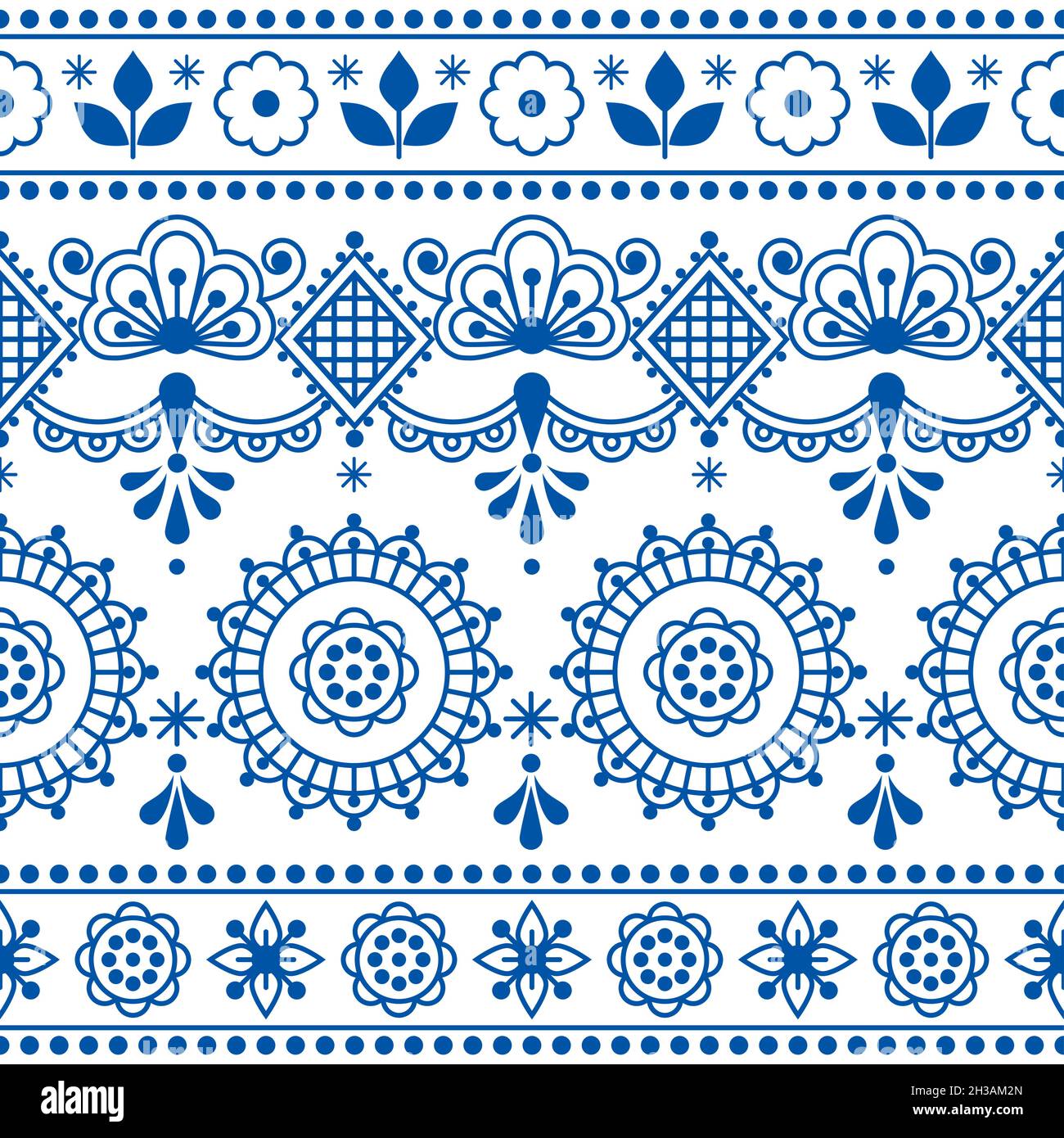 Scandinavian vector seamless pattern - Nordic folk art outline textile ...