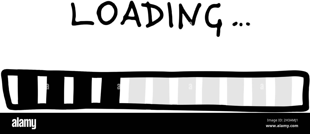 Loading bar doodle icon. Progress loading bar. Hand drawn sketch ...