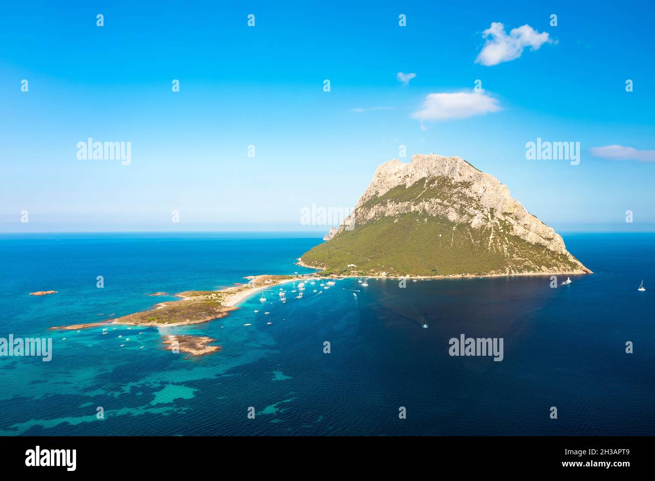 View from above, stunning aerial view of Tavolara Island, a limestone ...