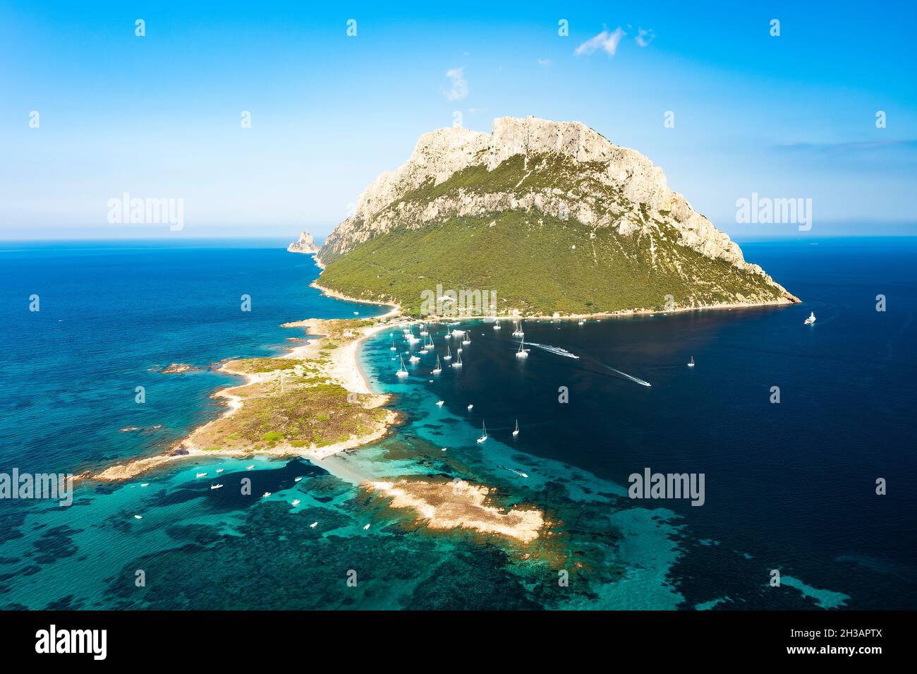 View from above, stunning aerial view of Tavolara Island, a limestone ...