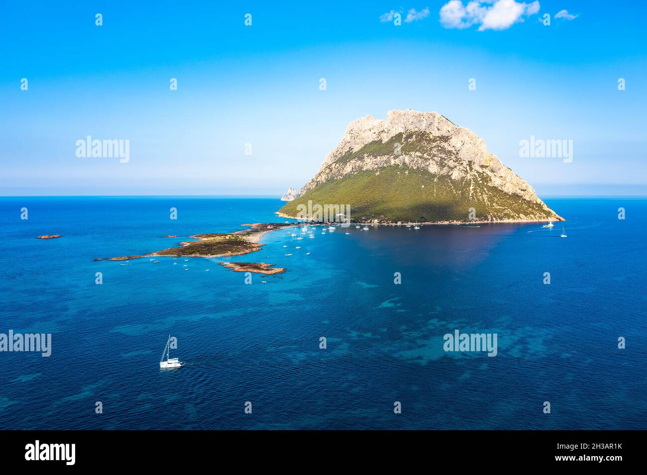 View from above, stunning aerial view of Tavolara Island, a limestone ...