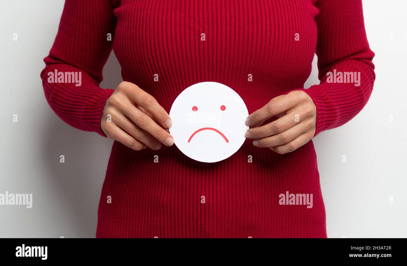 Stomach disease concept. Period. Abdominal pain, diarrhea Stock Photo ...