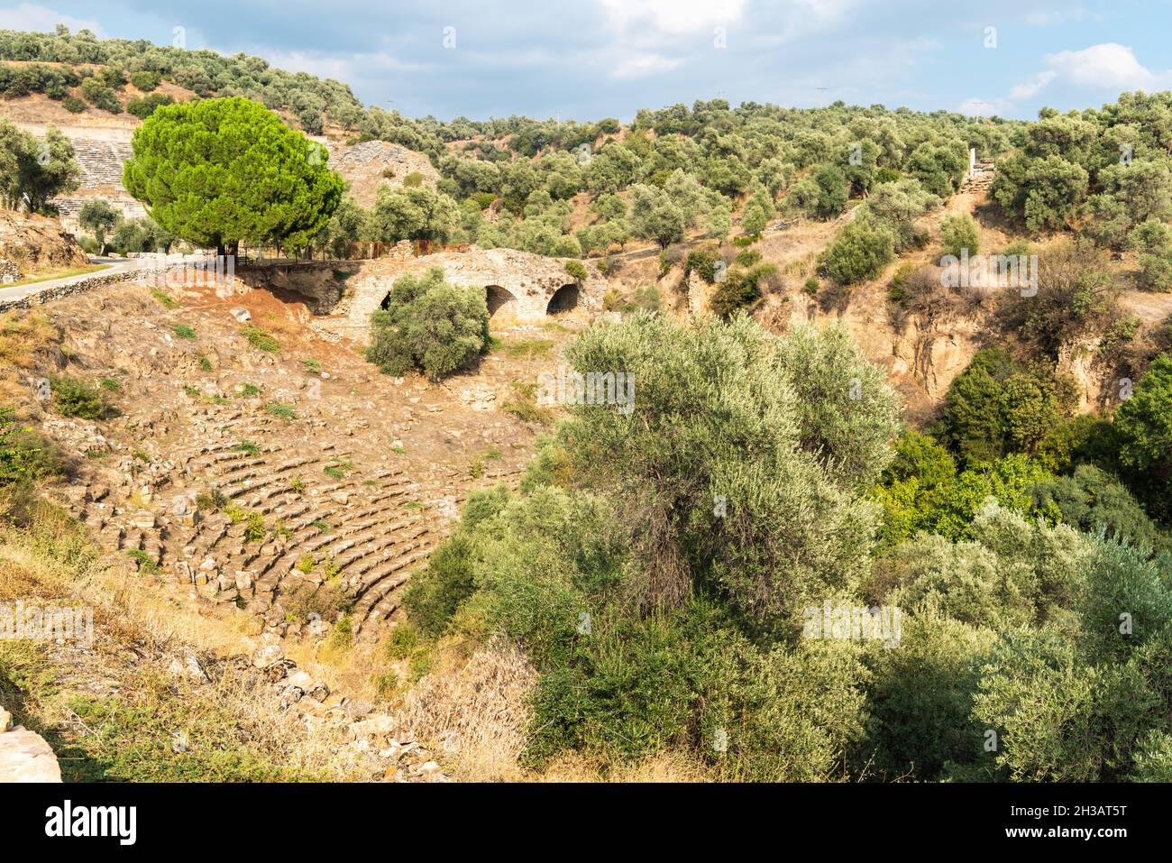 Ruins of the stadium in Nysa ancient city in Aydin province of Turkey ...