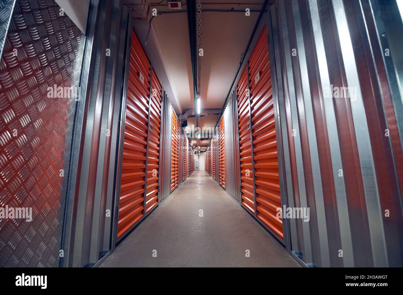 Modern space with two rows of containers Stock Photo - Alamy